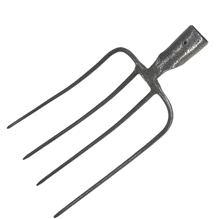 Traditional stainless steel garden fork with wooden handle