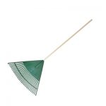 Plastic leaf rake with wooden handle garden rake
