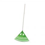 Plastic leaf rake with wooden handle garden rake